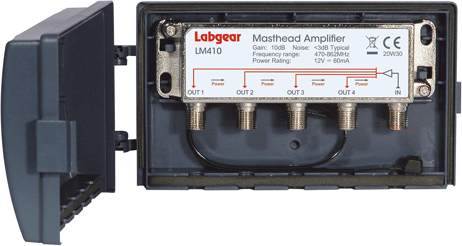 Labgear UHF TV Masthead Aerial Amplifier Quad Output 10dB gain Signal ...