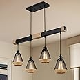 Senyshilon 4-Light Kitchen Island Lighting, DIY Farmhouse Rattan Linear ...