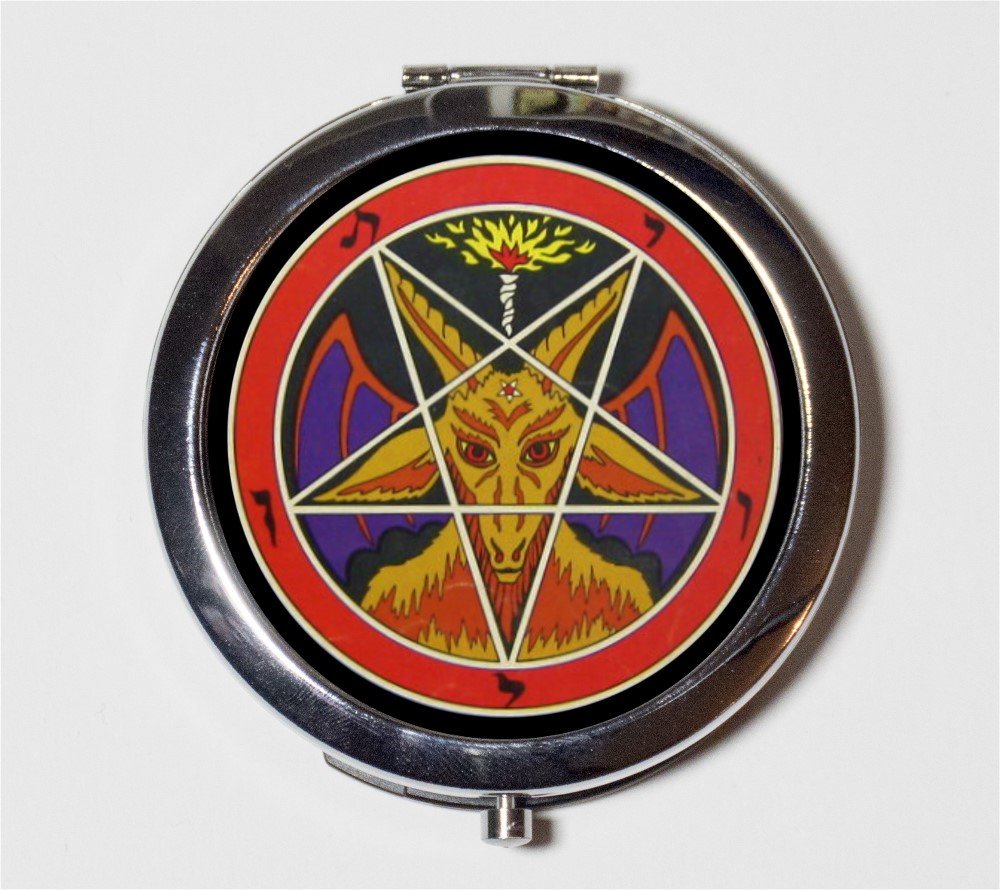 Amazon.com: Baphomet Devil Pentagram Compact Mirror French Ad Satanic ...