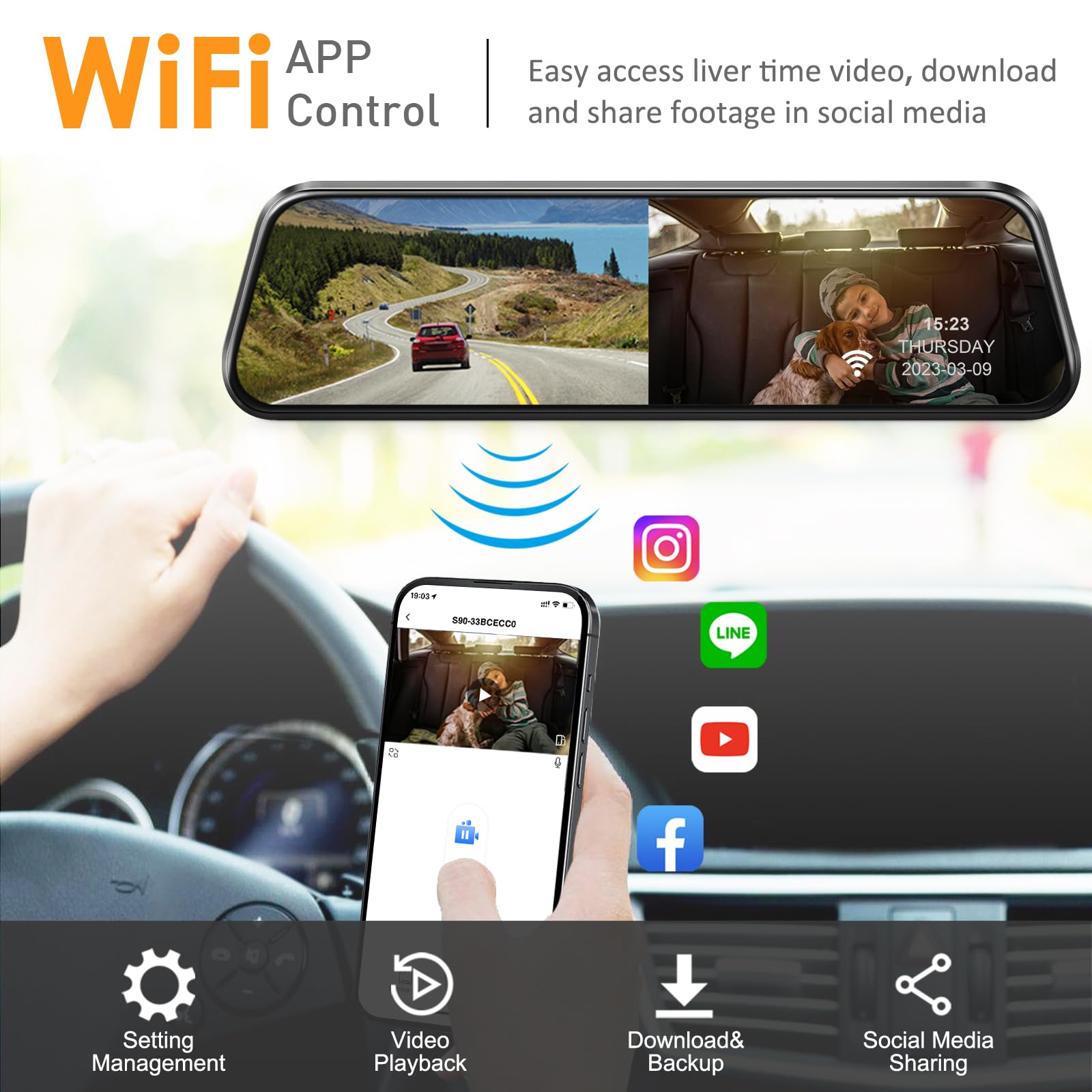 Mua Baby Car Camera WiFi & Mirror Dash Cam,2K +1080P Video Record ...