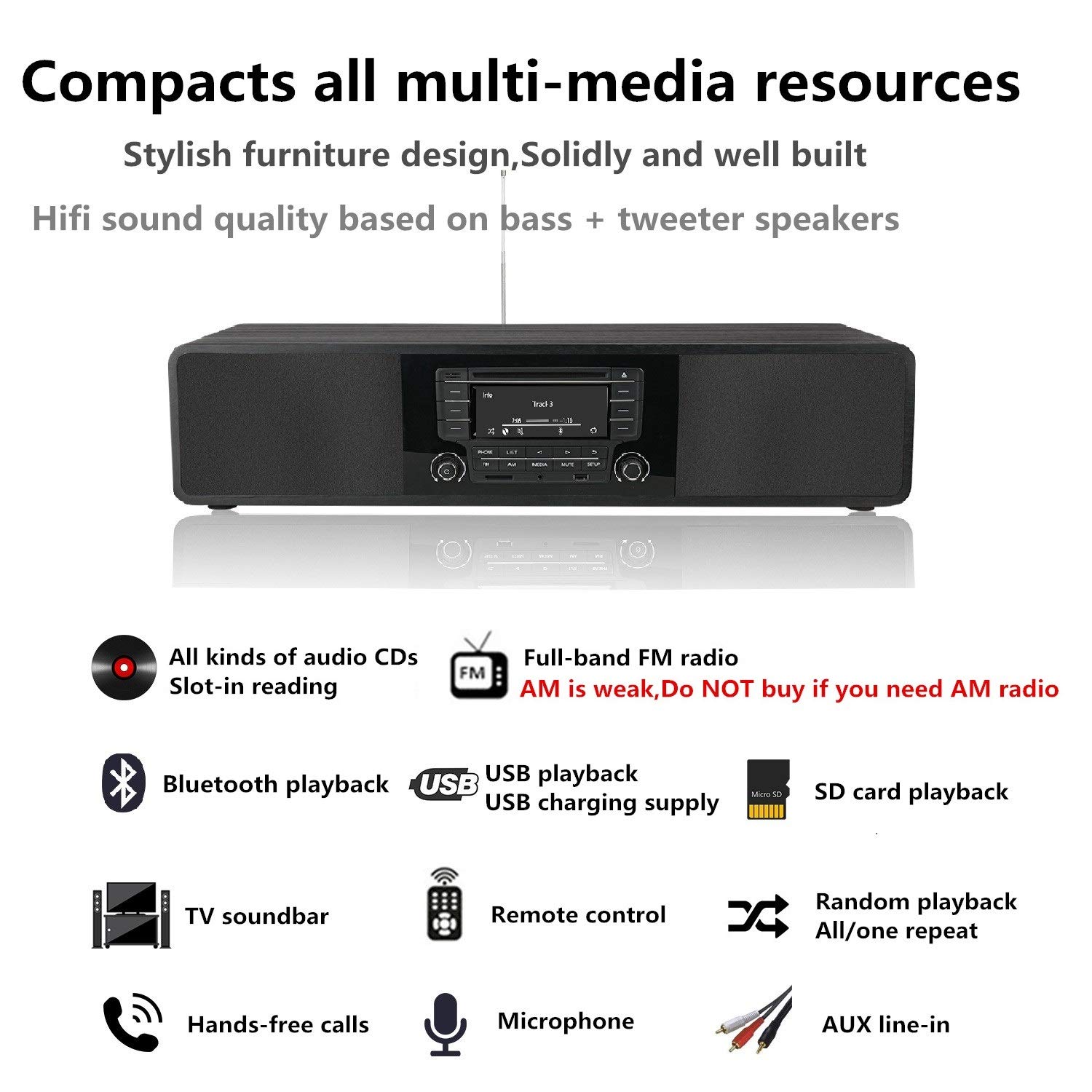 Mua KEiiD CD Player with Speakers Bluetooth for Home Stereo System ...