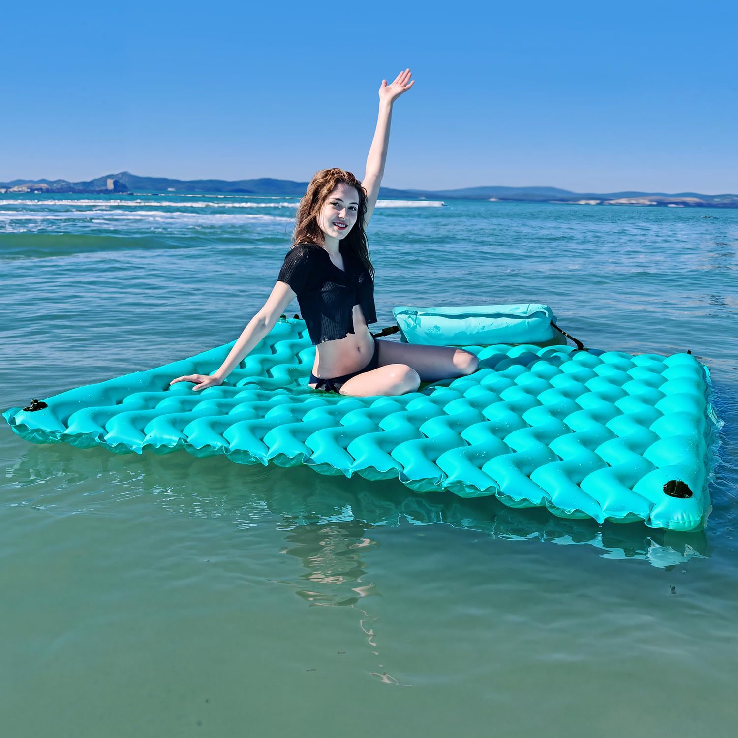 Sunrio 2025 Upgrade 72''*72'' Giant Inflatable Floating Mat Pool Float ...