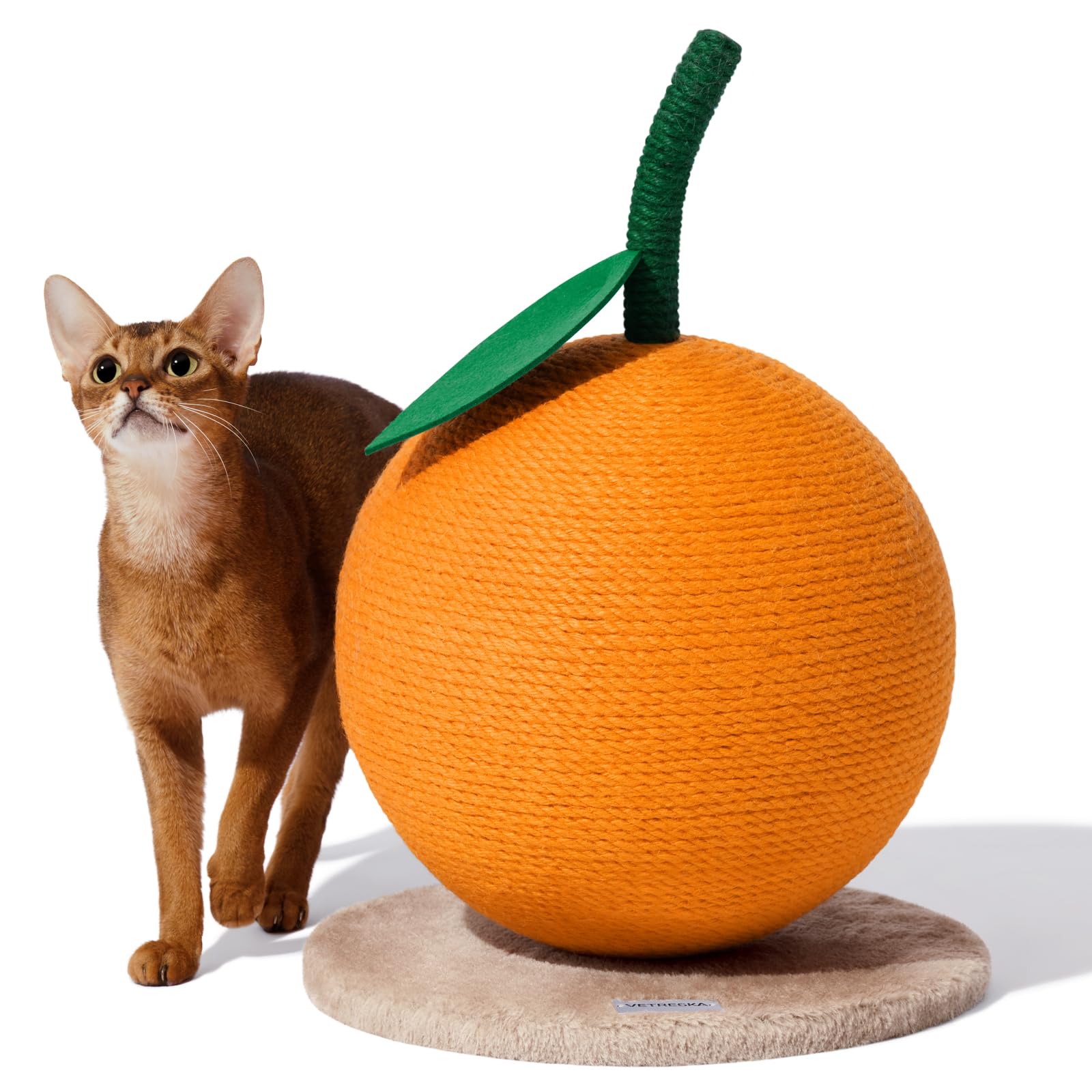 VETRESKA Orange Cat Scratching Post, Cute Cat Scratcher with Sisal Rope ...