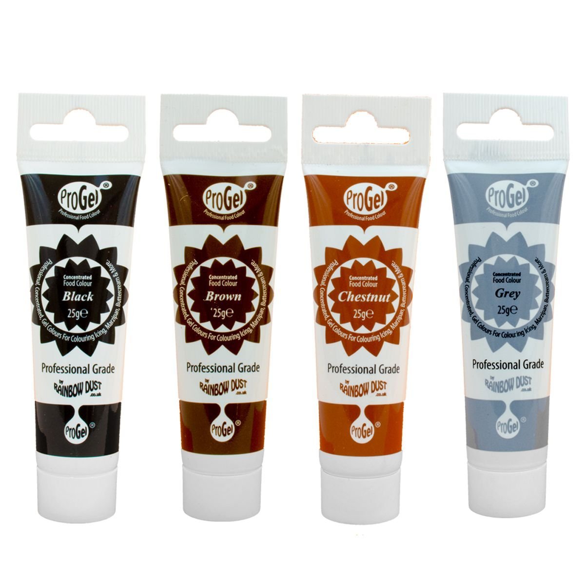 Rainbow Dust - Pro Gel - Dark Set of 4 - Edible food colour gel paste ...