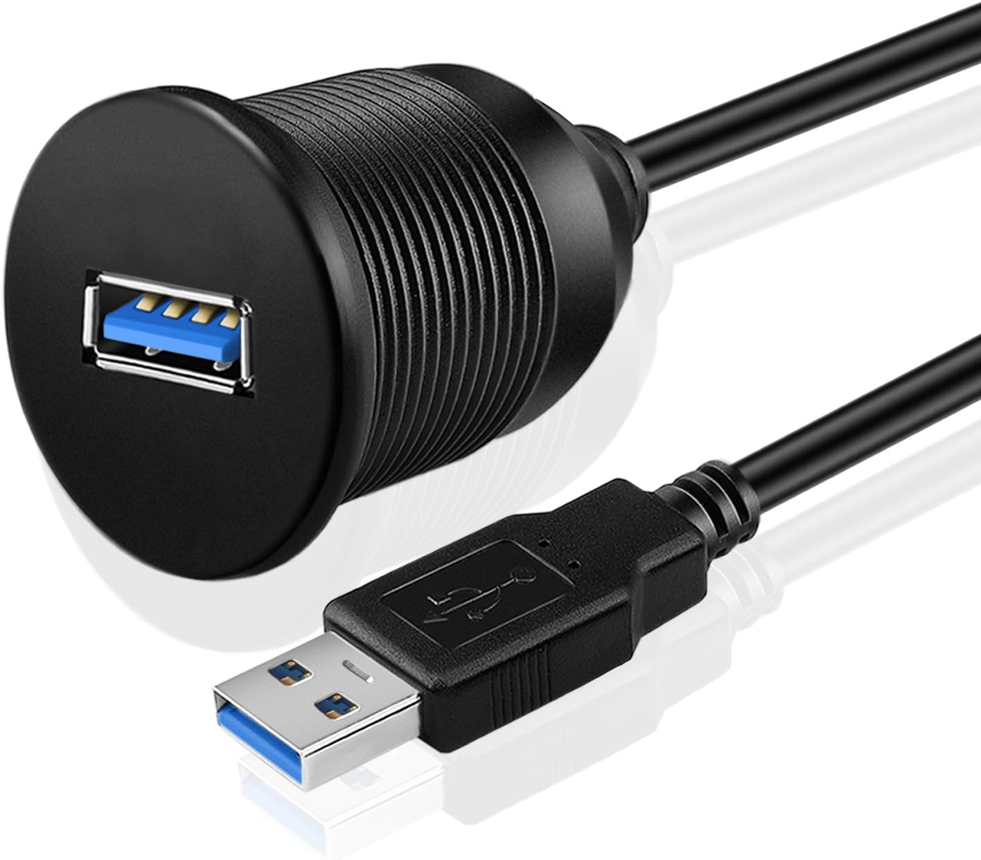TNP USB 3.0 Flush Mount Cable, Dashboard Panel Dash Mount 1 Port Dual ...