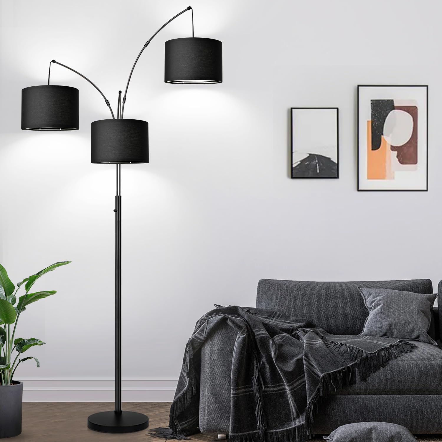 Dimmable Floor Lamp - 3 Lights Arc Floor Lamps for Living Room, 1000LM ...