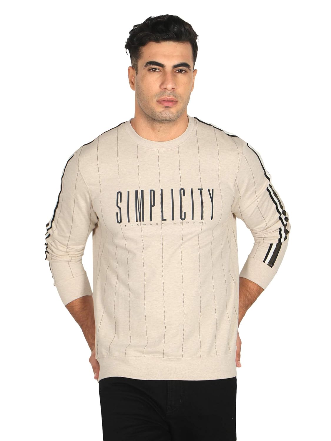 Octave Men's Full Sleeve Striped Round Neck T-Shirt : Amazon.in ...