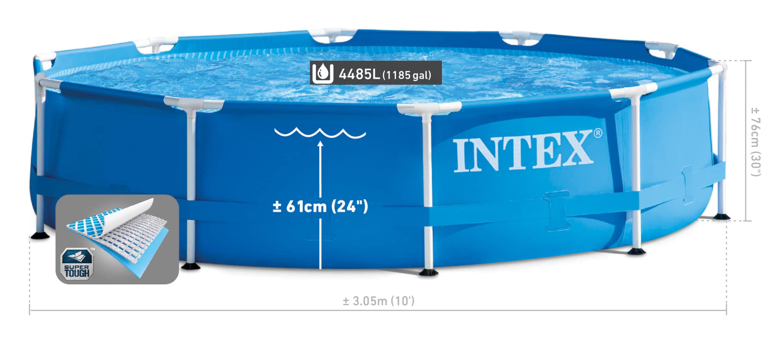 INTEX 28201EH Metal Frame Above Ground Swimming Pool Set: 10ft X 30in ...