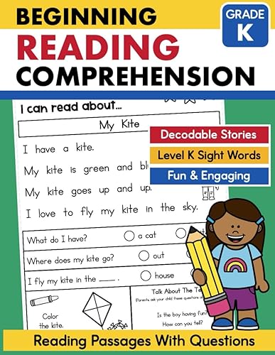 Beginning Reading Comprehension for Kindergarten Workbook: Sight Words ...