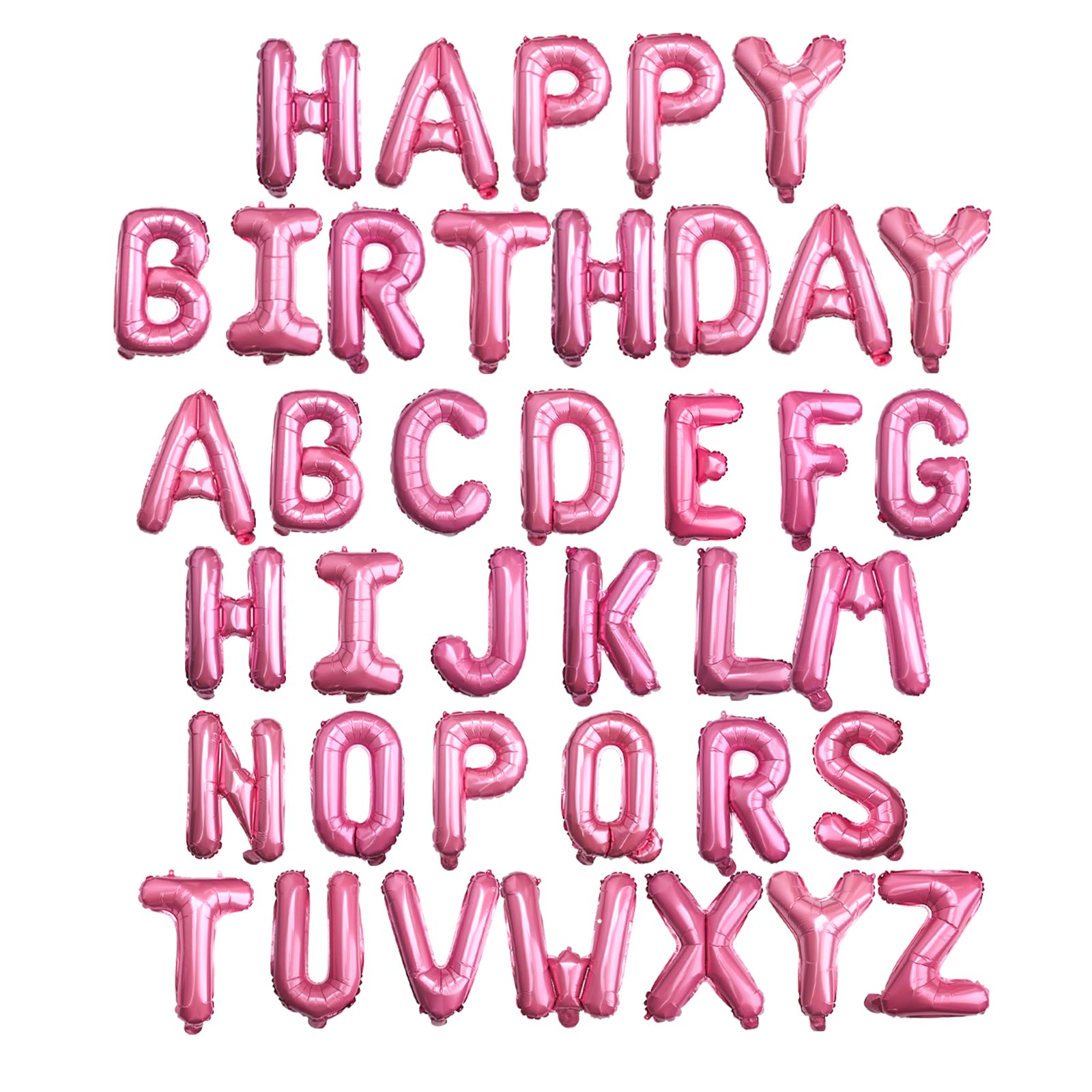 Happy Birthday 16" Pink Letter Balloons, 39 Pcs Happy Birthday & A-Z ...