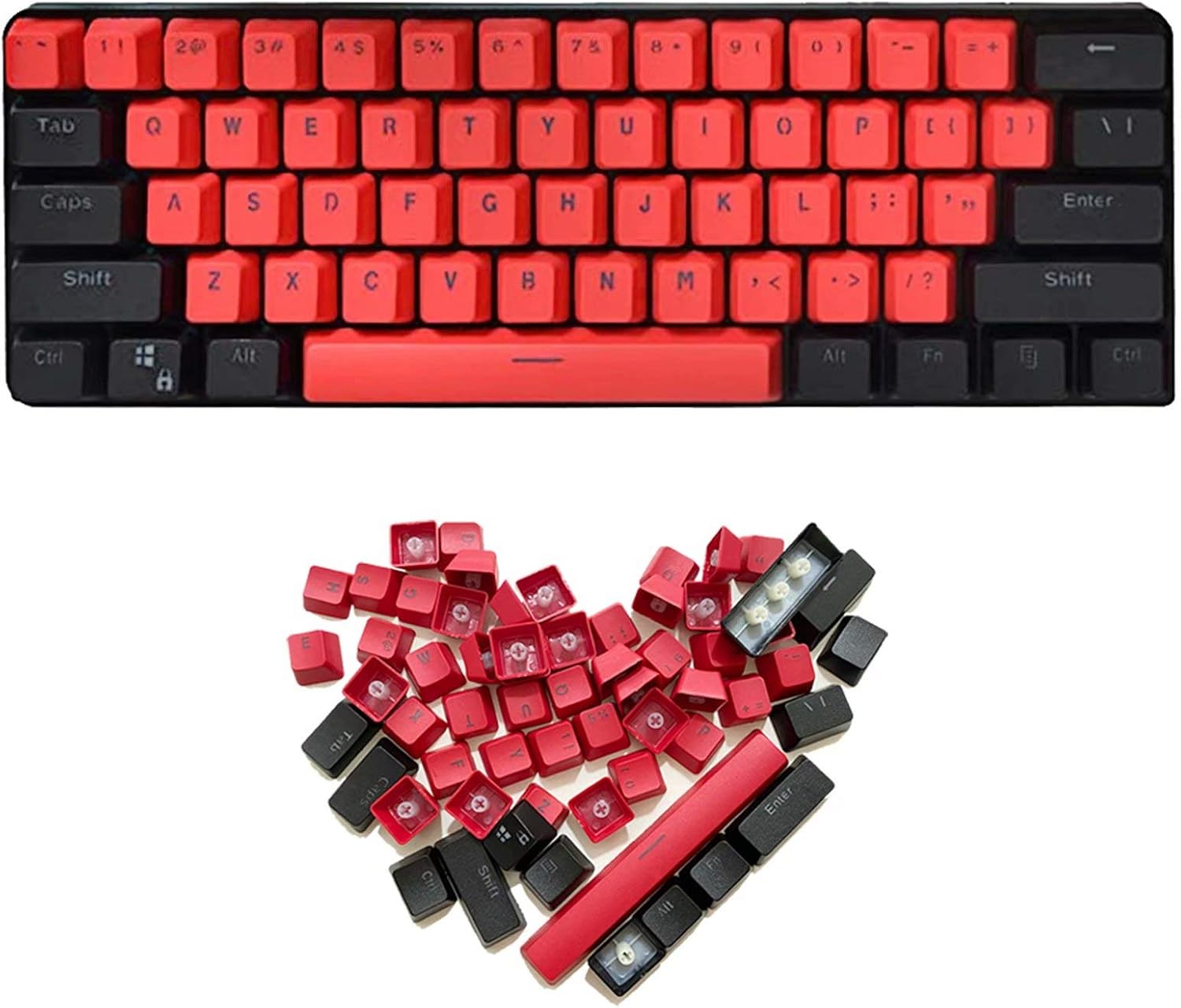 61 Keycaps,Fulyou Backlight Mechanical Keycaps Two Color Gaming Keycaps ...