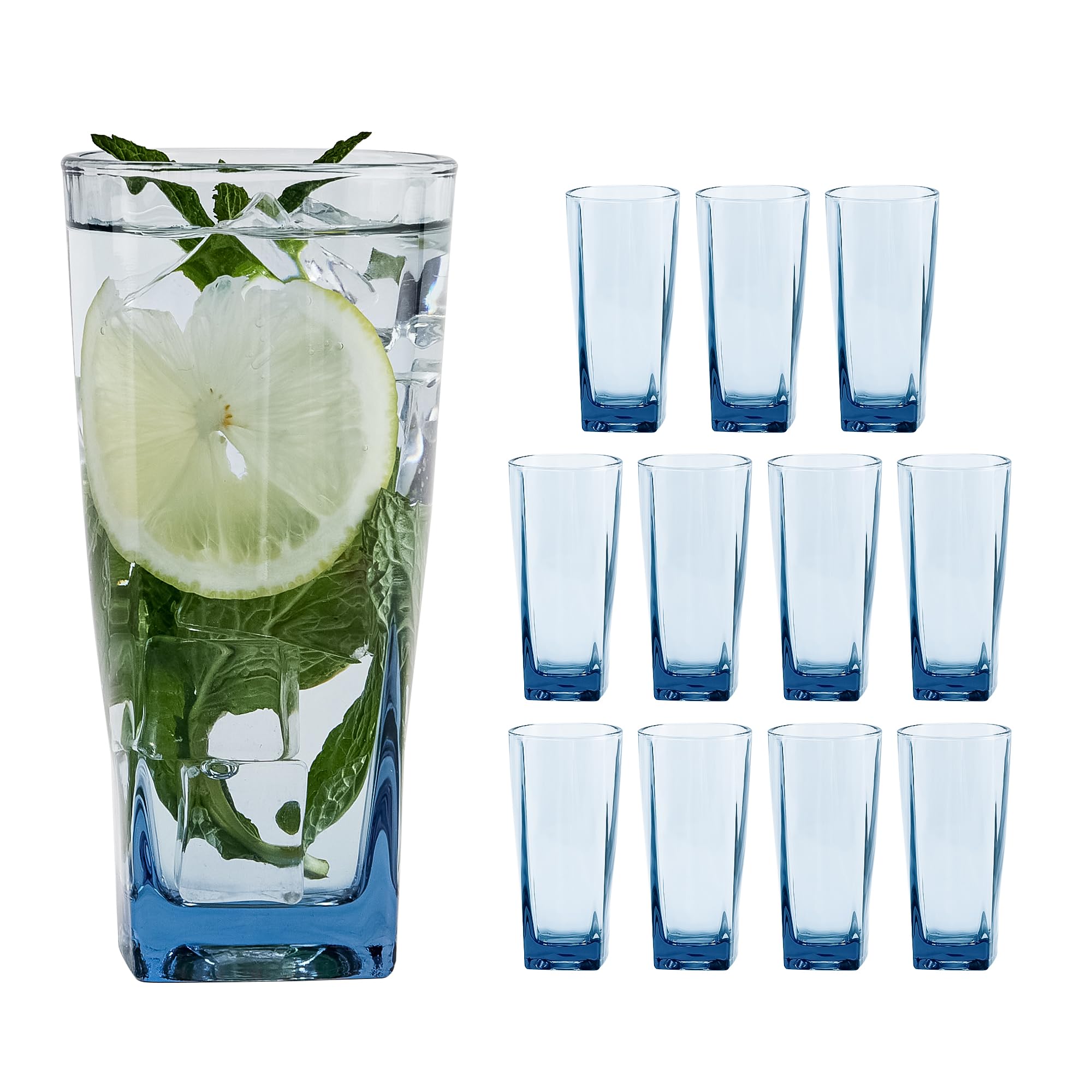 CREATIVELAND Geometric Shapes Glass Drinking Glasses Set of 12, Solid ...