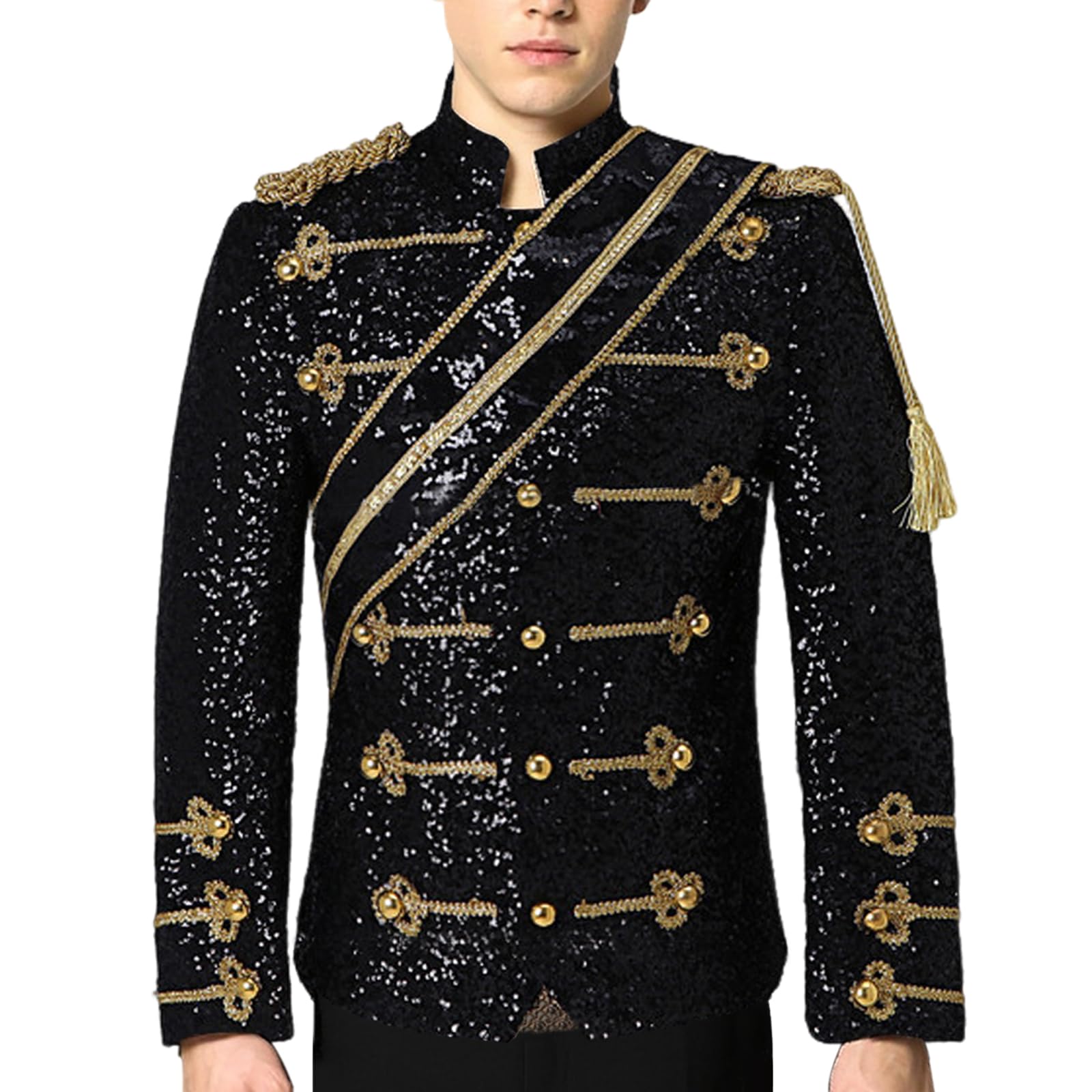 Mens Sequins Blazer Luxury Jacket Costumes Nightclub Bar Dress (XL ...
