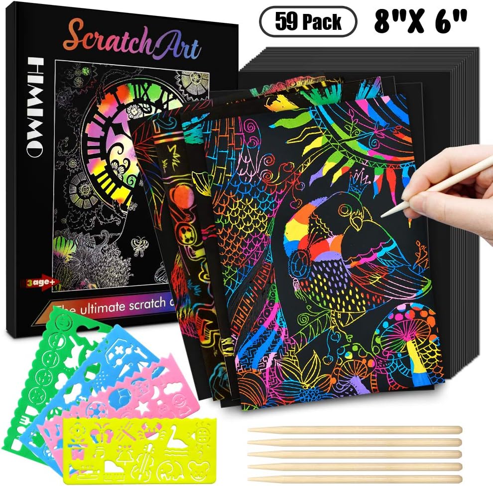 Amazon HIMIMO Rainbow Scratch Paper Art Kit For Kids 50 Sheets amazon-himimo-rainbow-scratch-paper-art-kit-for-kids-50-sheets