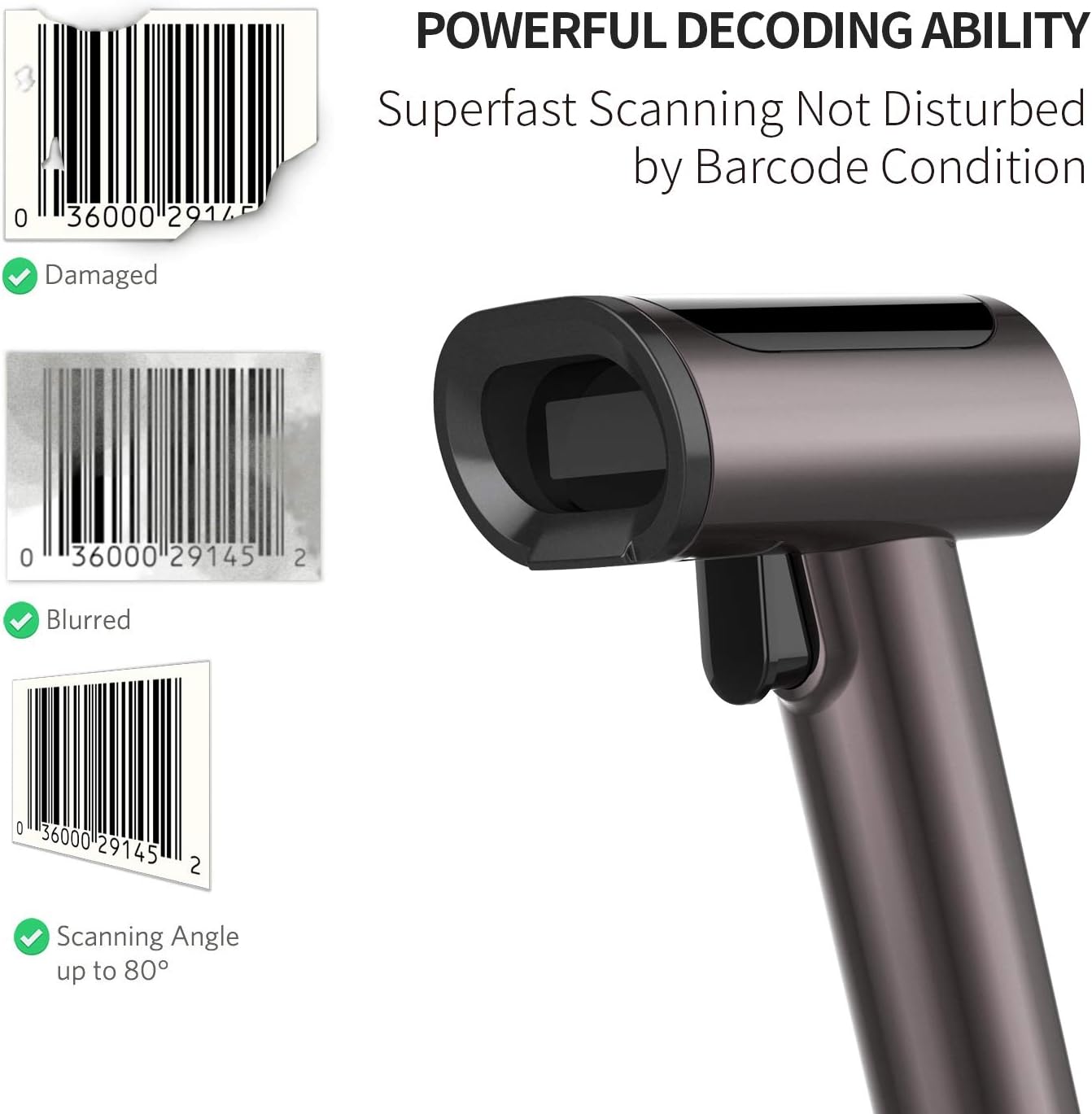 Alacrity 2D 1D Wireless Barcode Scanner with Display Screen, Bluetooth ...