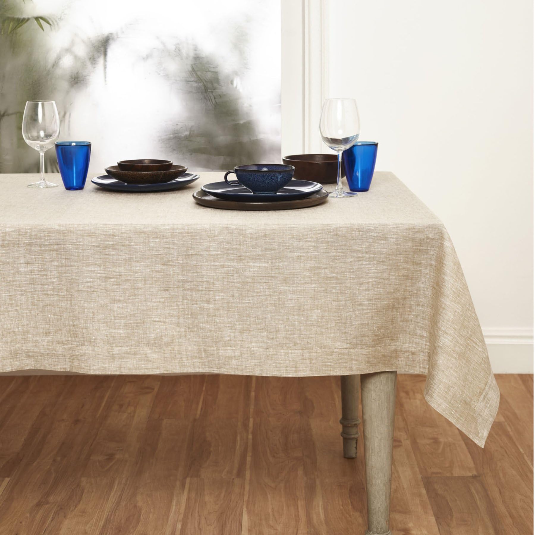 Solino Home Linen Tablecloth 120" L x 60" W Inch – 100% Pure Linen ...