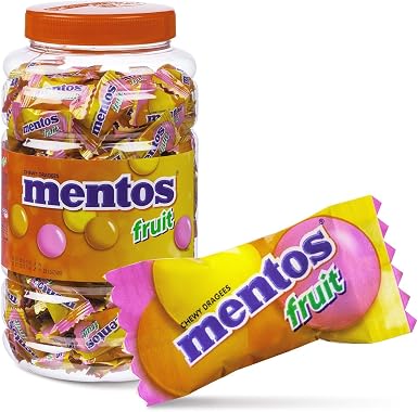 Mentos Chewy Fruit Candy Individually Wrapped in Jar - 200 Pieces: Buy ...