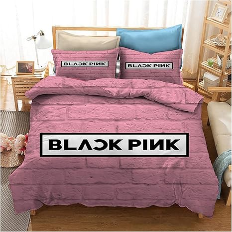 RPOLY Black Pink Theme Duvet Cover, 3D Black Pink Bedding Set, Bedroom ...