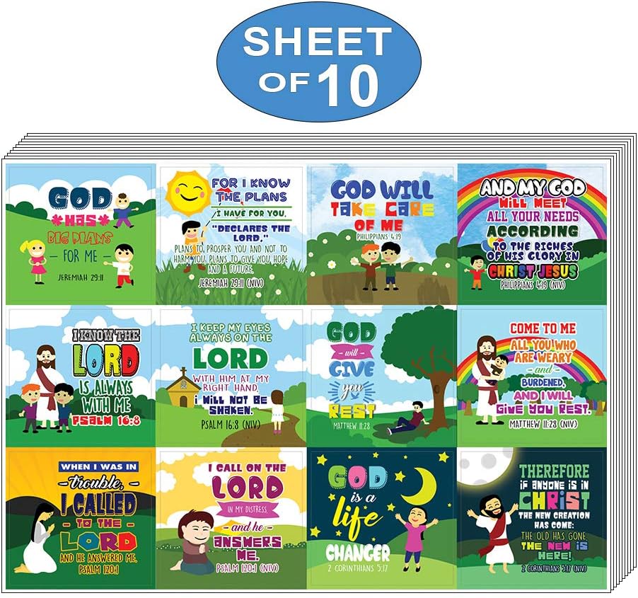 Christian Stickers for Kids (10-Sheet) – Devotional – Fun Religious ...