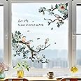 Amazon.com: Birds on Cherry Blossom Branches Window Clings Larger ...