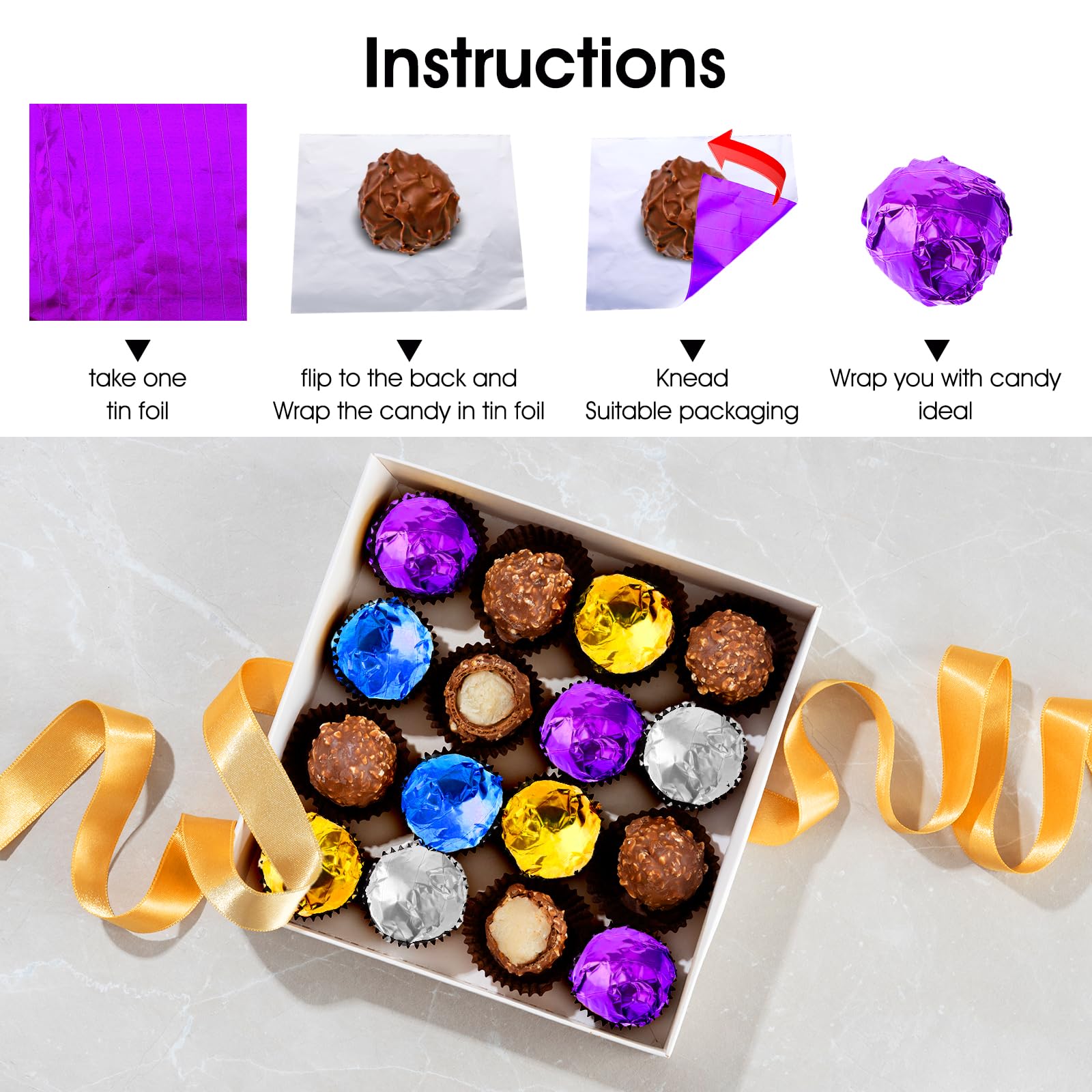 Mua 400 Pcs Candy Wrappers For Chocolates 4 X 4 Inches Foil Candy ...