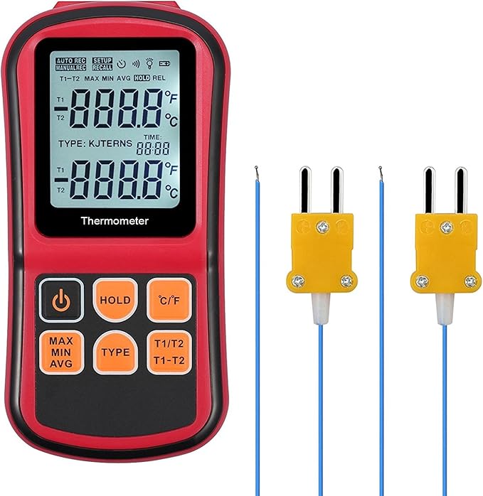 Kamtop Digital Thermometer Dual Channel Thermometer with Two K- Type ...