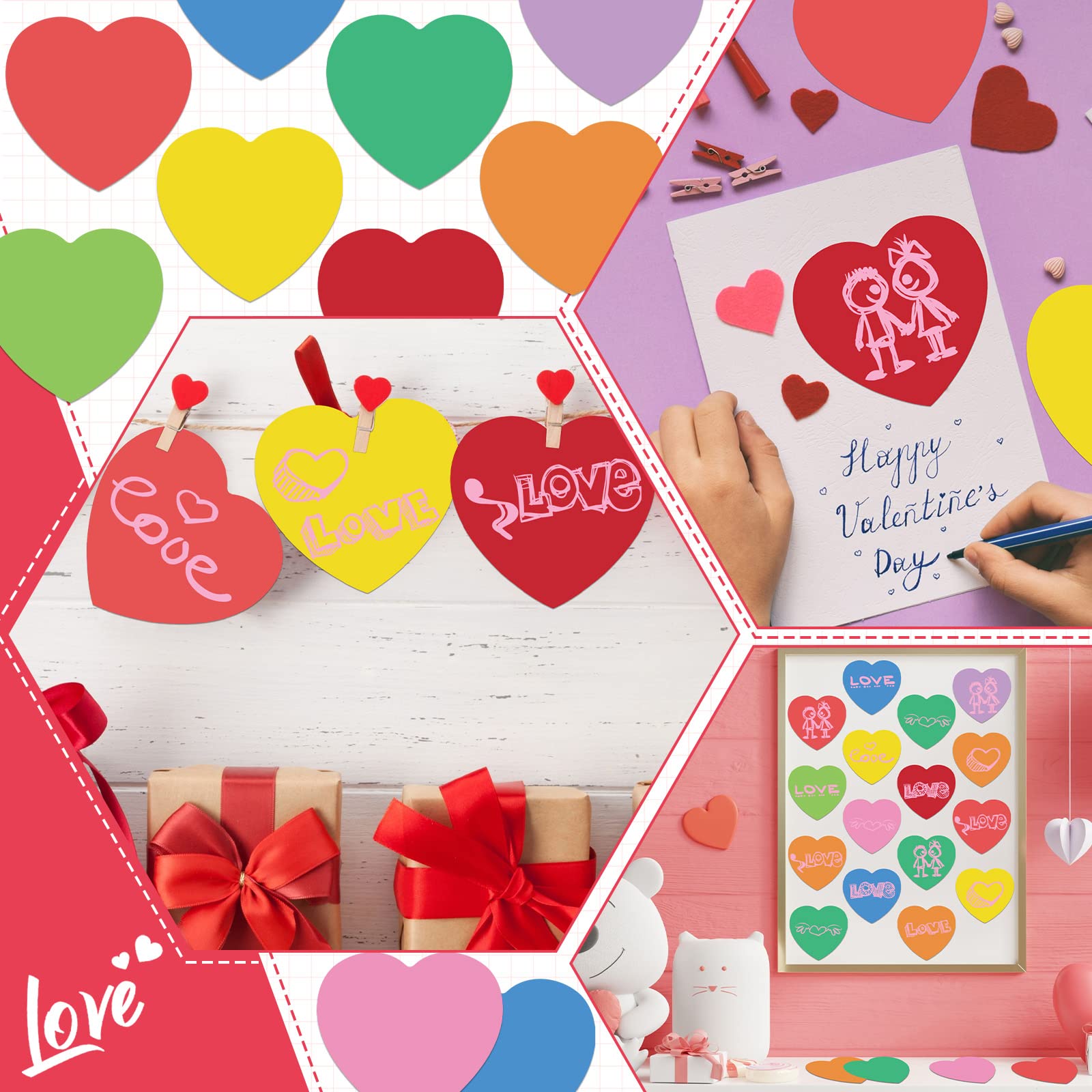 Mua Geyee 108 Pcs Heart Cutouts Paper Heart Bulletin Board Cutouts ...