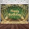 Amazon.com : AIBIIN 7x5ft Green Gold Birthday Backdrop Happy Birthday ...