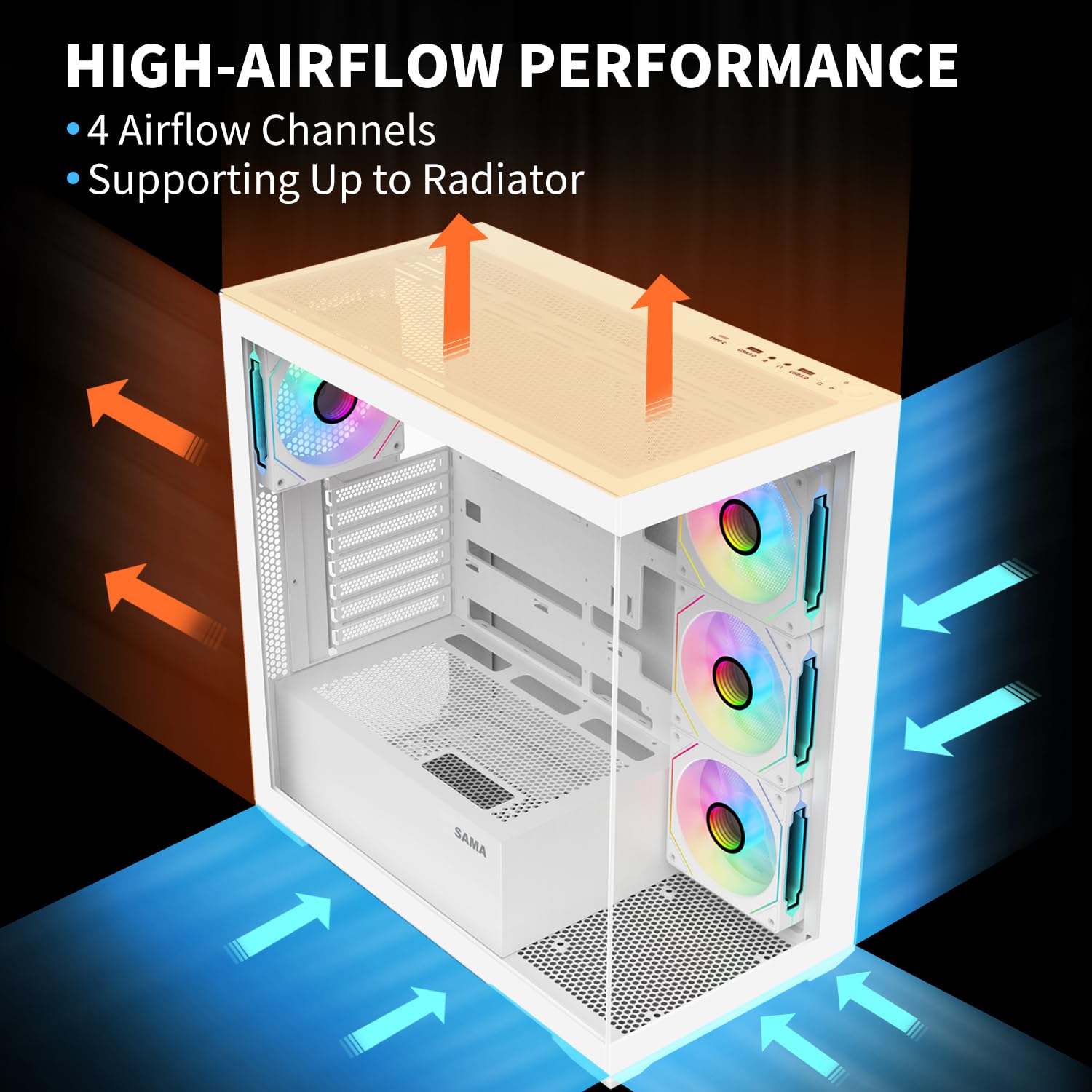 Mua SAMA PC CASE ATX 4 ARGB Fans Pre-Installed, Type-C Mid Tower ...
