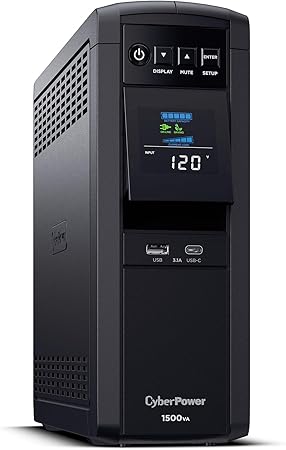 CyberPower CP1500PFCLCD PFC Sinewave UPS System, 1500VA/1000W, 12 Outlets, AVR, Mini Tower ...