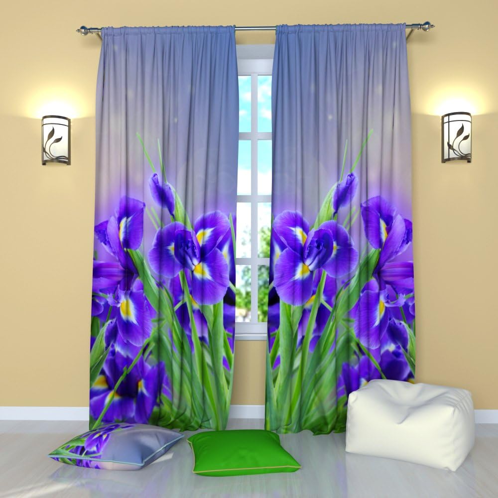 Amazon.com: Factory4me Violet Curtains Velvet Irises. Window Curtain ...