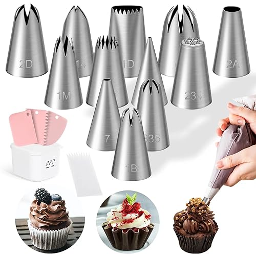 Icing Piping Tips Set Premium - 12 pcs 304 Stainless Steel Piping Tip ...