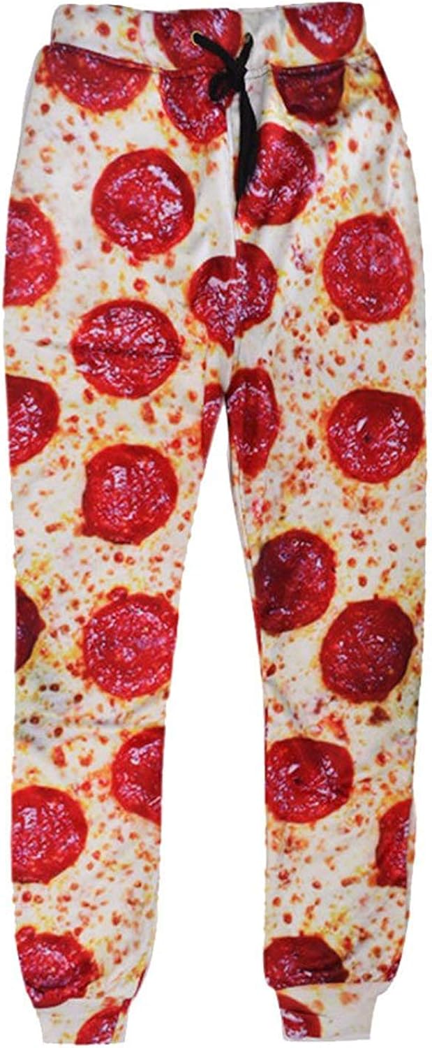 Amazon.com: Dorathy Unisex 3D Funny Pizza Print Jogger Pants Trousers ...