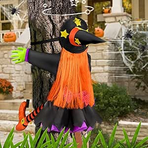 Amazon.com: Large Crashing Witch into Tree Halloween Decorations ...