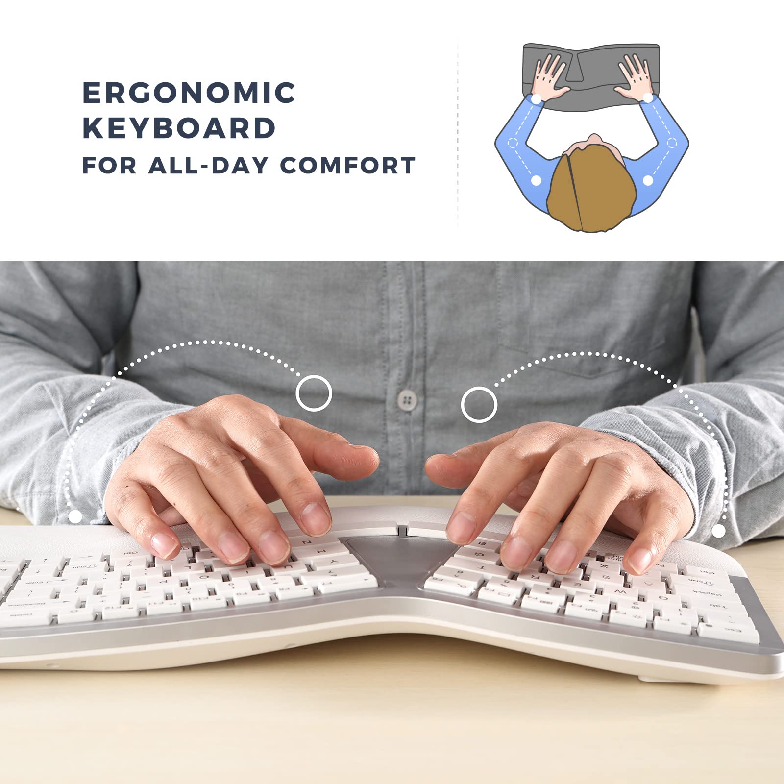 Mua PEIOUS Ergonomic Keyboard, Bluetooth Keyboard Multi-Device ...