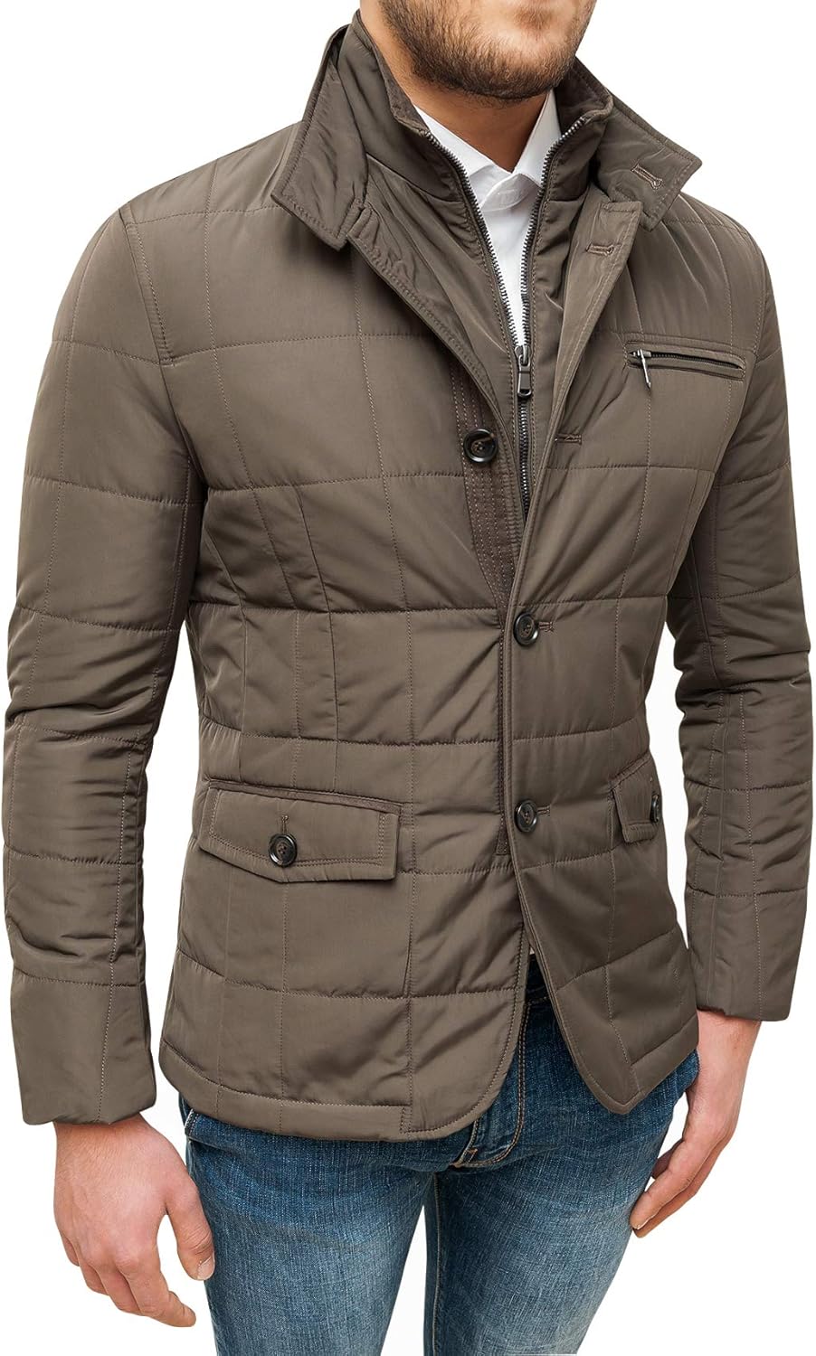 Giubbotto Piumino Uomo Sartoriale Elegante Beige: Amazon.it: Abbigliamento