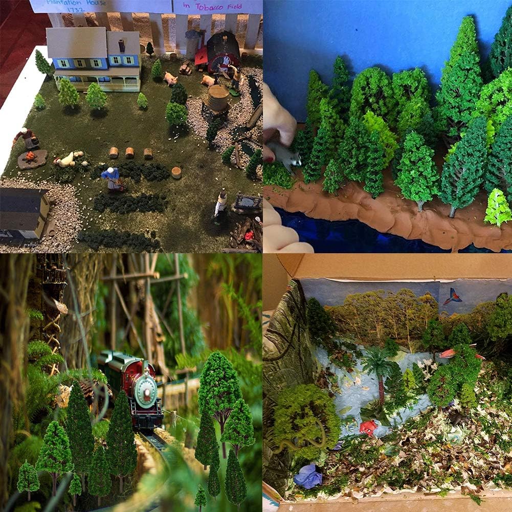 BESTZY 50PCS Model Trees Mixed Model Tree Diorama Tree Train Trees ...
