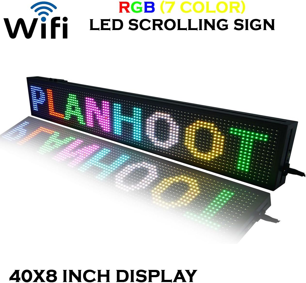 40"X8" inch LED RGB (Seven Color) PROGRAMMABLE Scrolling Sign with WiFi ...