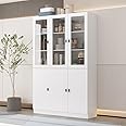 Amazon.com: Hitow Large Storage Cabinet with Glass Doors, Tall ...