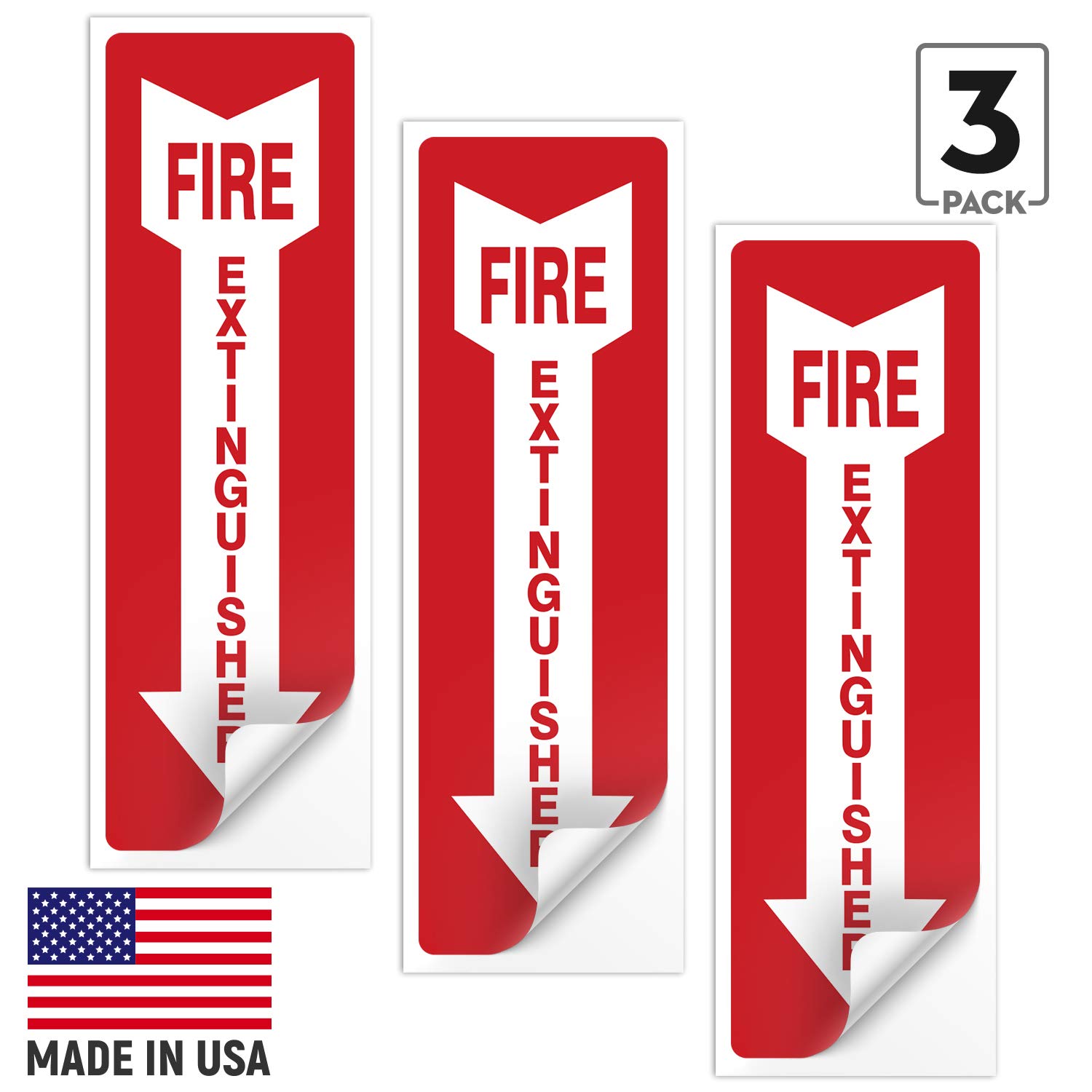 Buy (3 Pack) Fire Extinguisher Sign, Fire Extinguisher Stickers, 4x12 ...