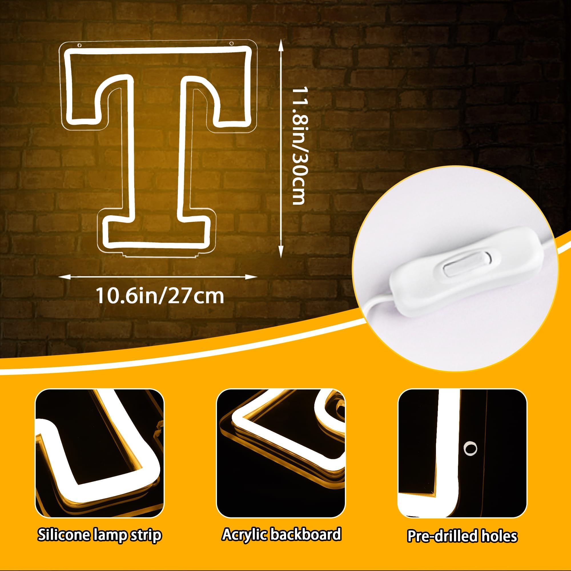 ATTNEON Letter T Neon Sign,Letter Lights 26 Alphabet Neon,Neon Letter ...