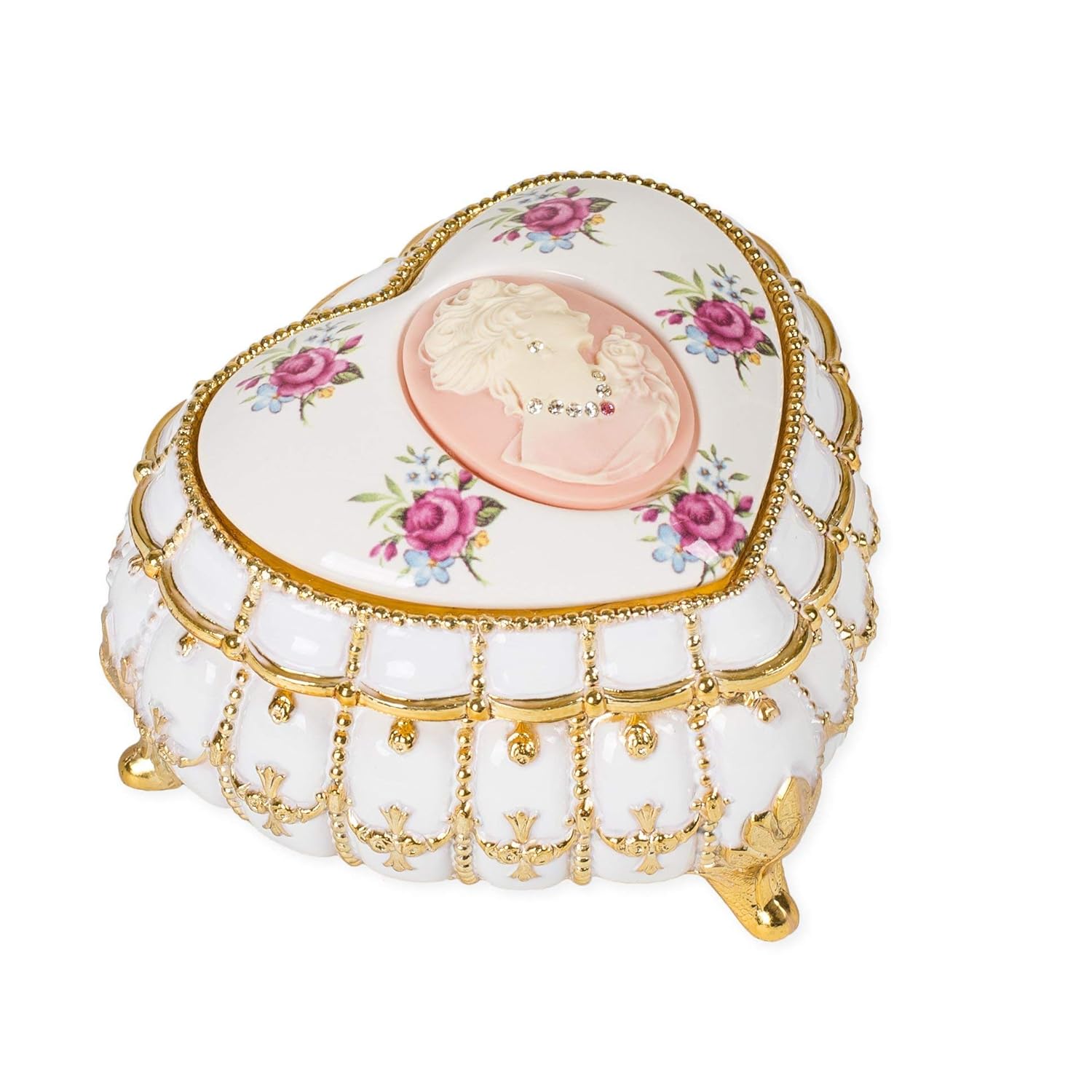 Amazon.com: Splendid Heart Shaped Cameo Music Box/Jewelry Box ...