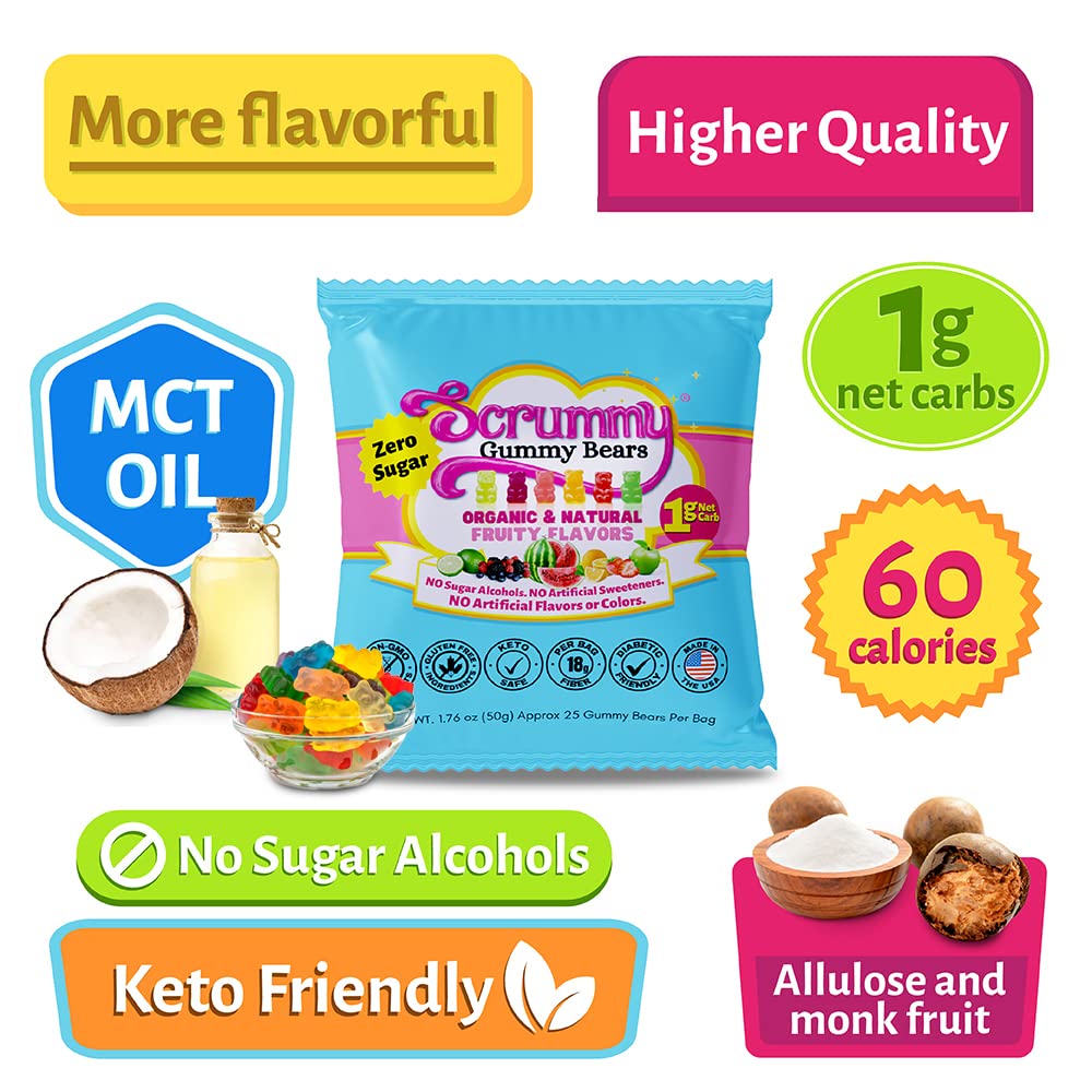 Mua Scrummy Sugar Free Gummy Bears - Organic Gummy Snacks for Kids and ...