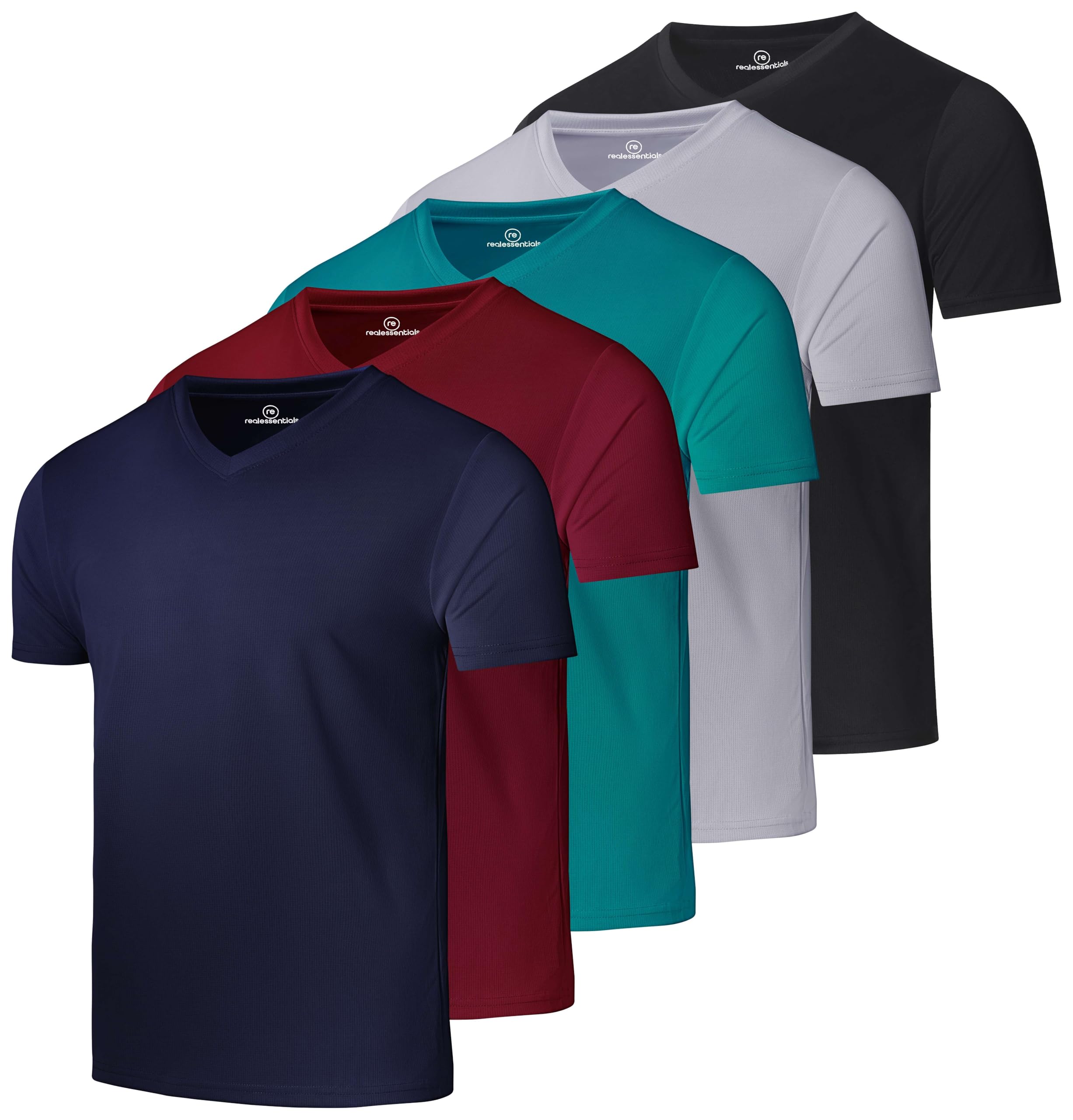 5 Pack: Men’s Big and Tall V Neck King Size Mesh Active T-Shirt ...