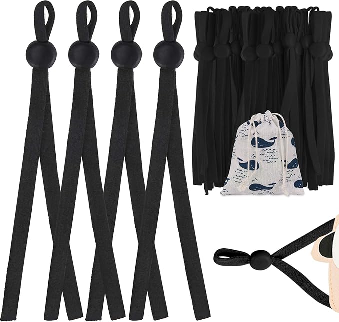 120 Pieces 5mm Elastic with Adjustable Buckle,Flat 5mm Black Elastic ...
