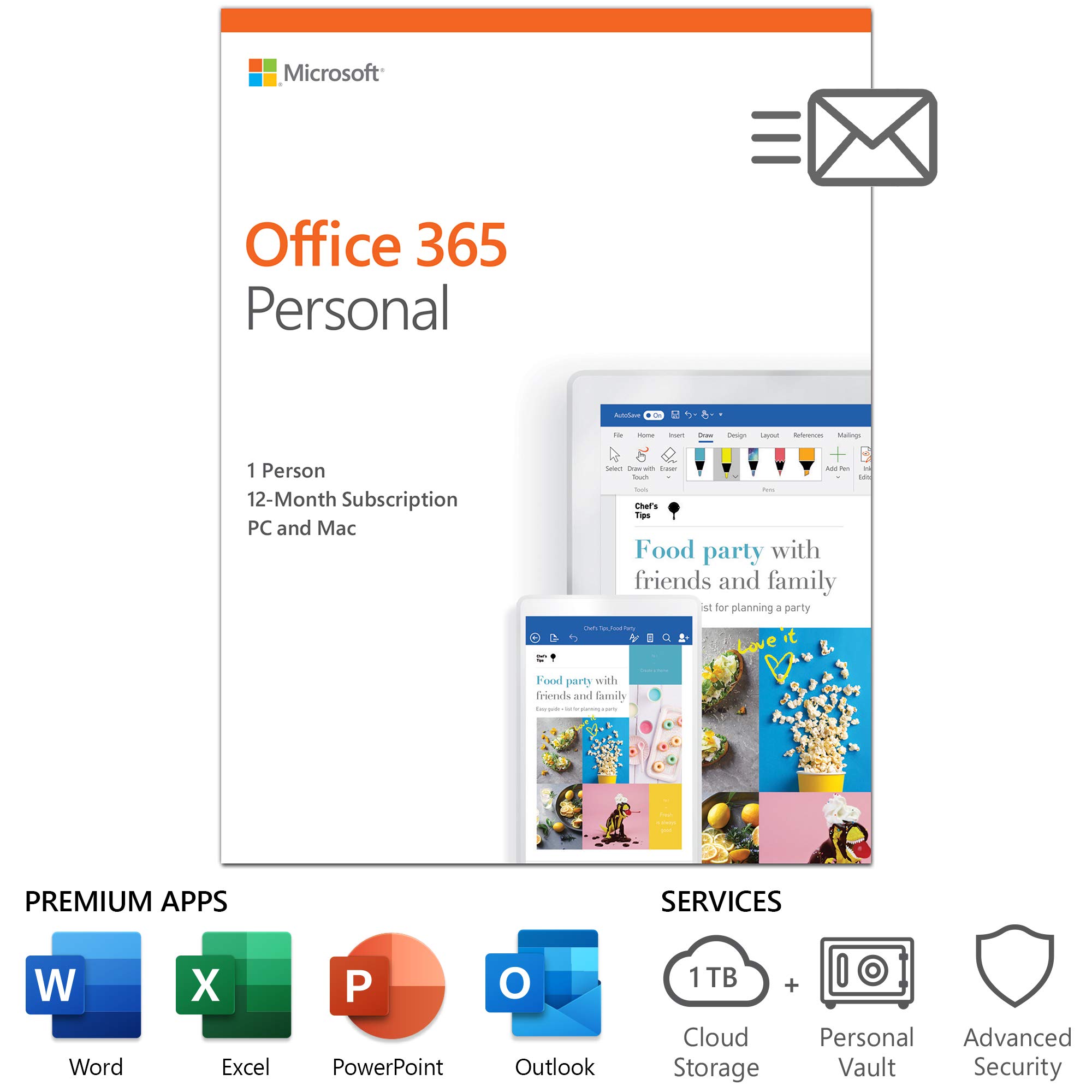 Microsoft Office 365 Personal 1 year Subscription 1 User PC Mac Key