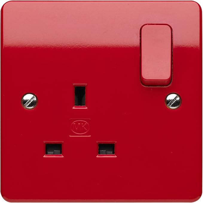 MK K2757D1RED 13 amp 1-Gang Double-Pole Switch Socket: Amazon.co.uk ...