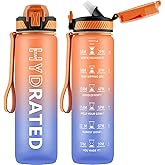 Amazon.com: QLUR Water Bottle with Straw, 32 oz Motivational Water Bottles with Time Marker to ...