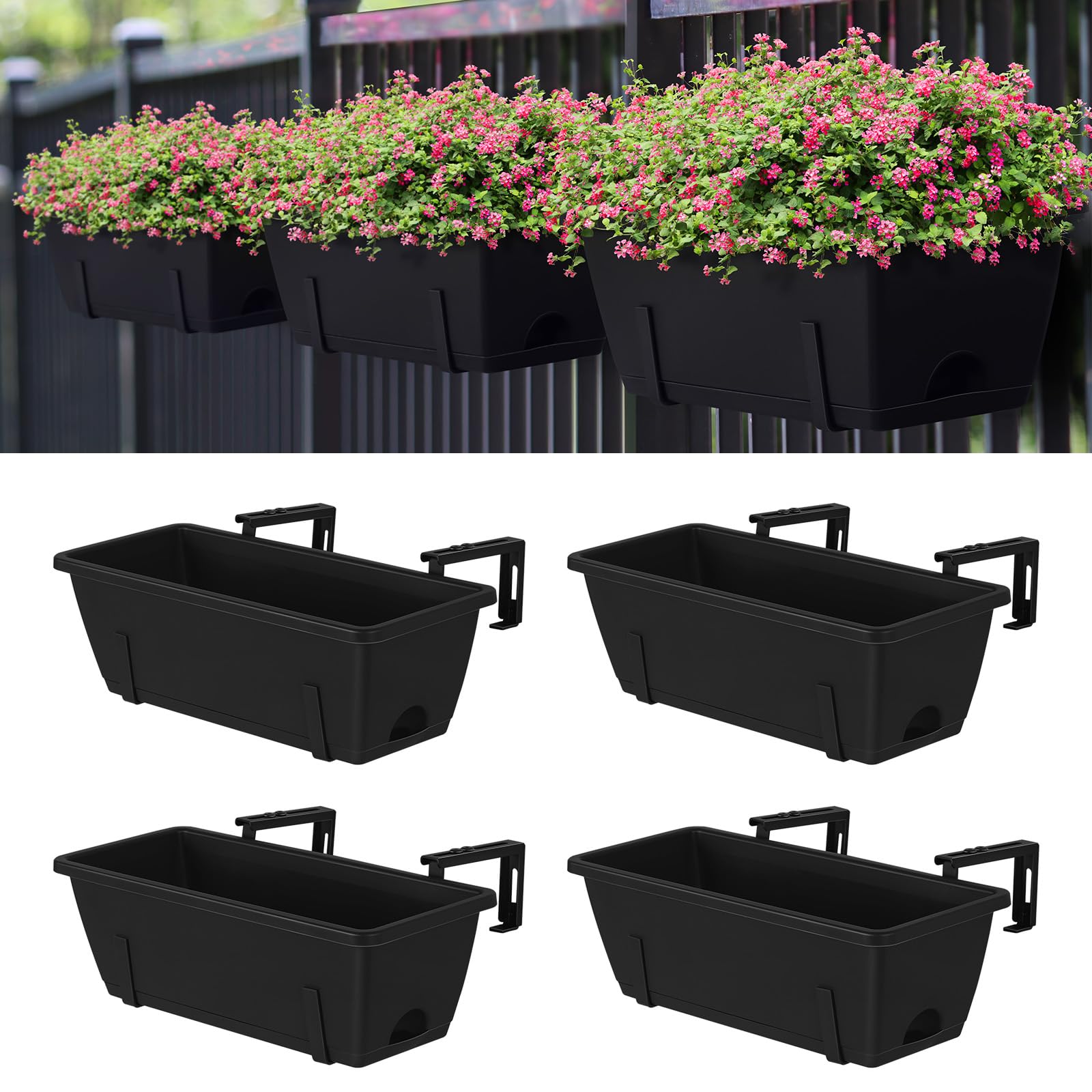SZJUANWANG Balcony Planters Railing Hanging, Deck Railings Planter ...