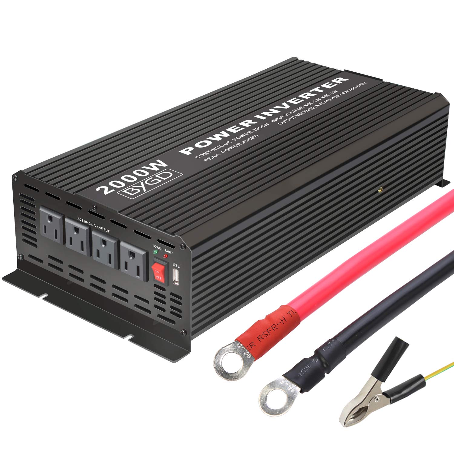 Mua 2000W/4000W(Peak) Power Inverter 12V DC to 110V AC Converter with 4 ...